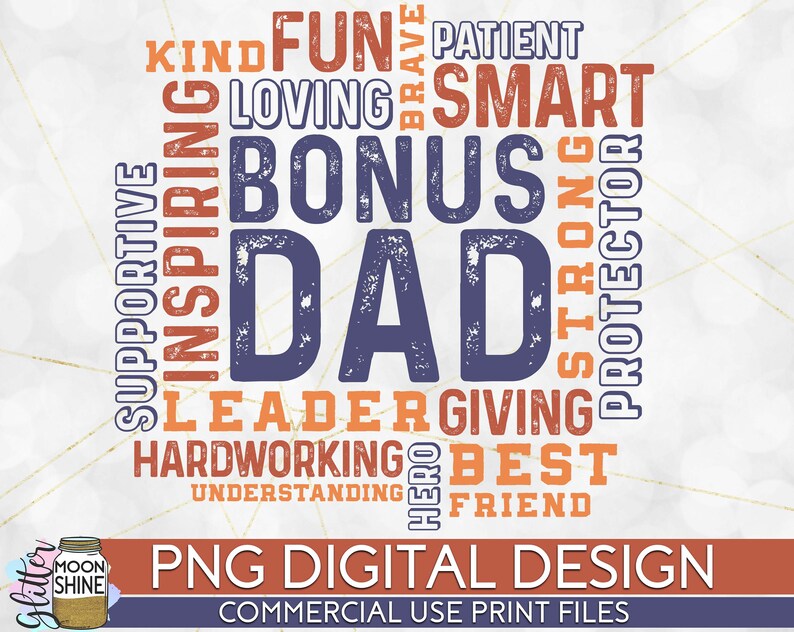 Bonus Dad Word Art PNG Print File for Sublimation or Print - Etsy India