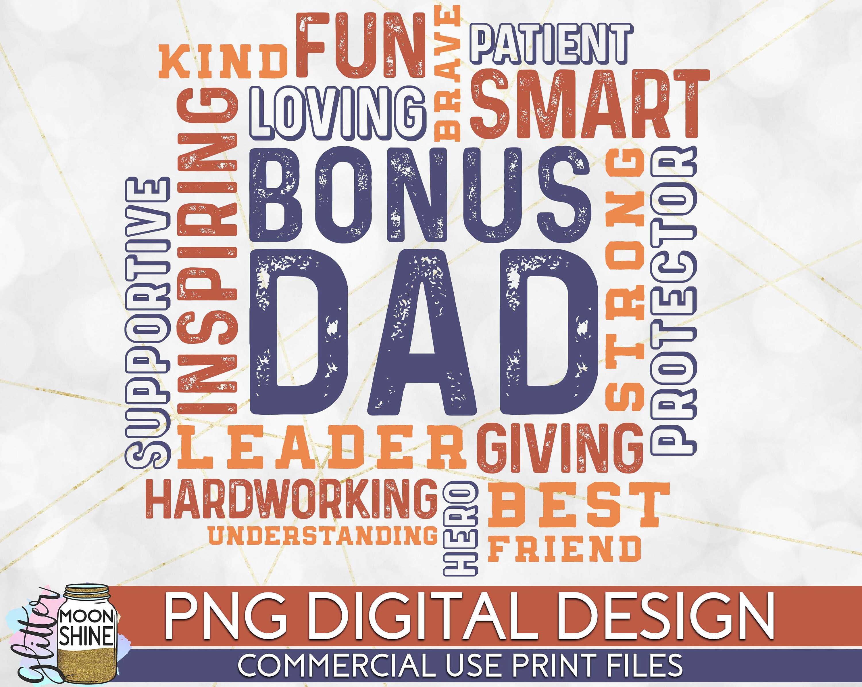 Bonus Dad Word Art PNG Print File for Sublimation or Print, Daddy ...
