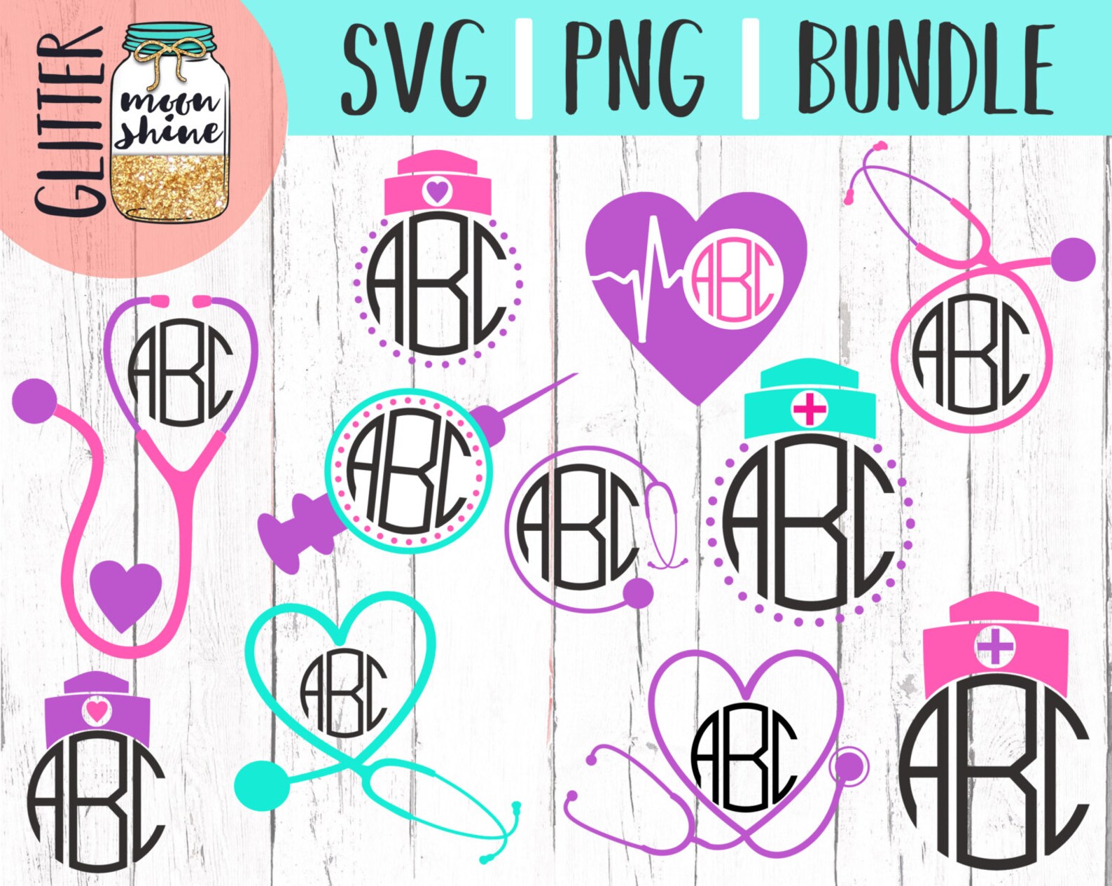 CNA Nurse Monogram Frame Bundle Svg Dxf Png Eps Cutting Files - Etsy