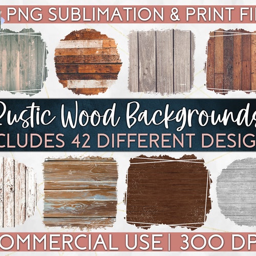 Floral Wood Sublimation Background Bundle of 42 PNG Print File - Etsy