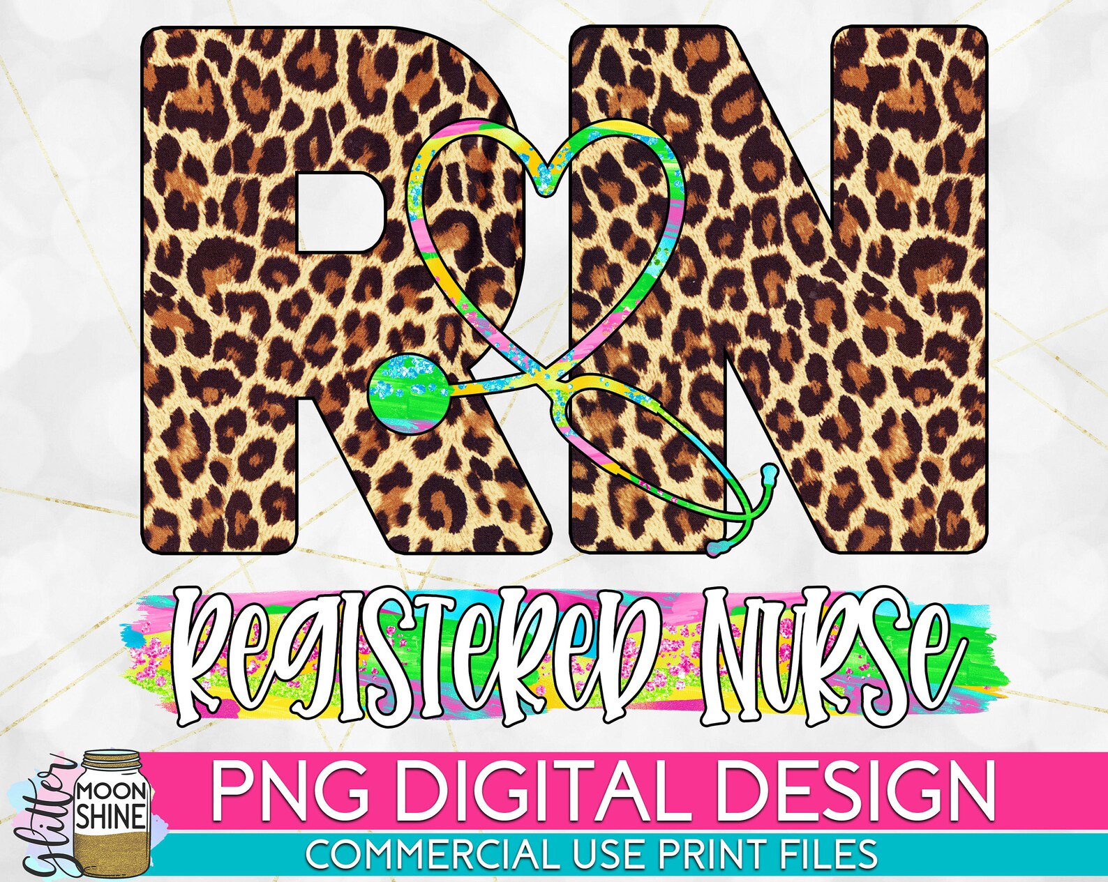 RN Nurse Colorful Leopard PNG Print File for Sublimation or - Etsy