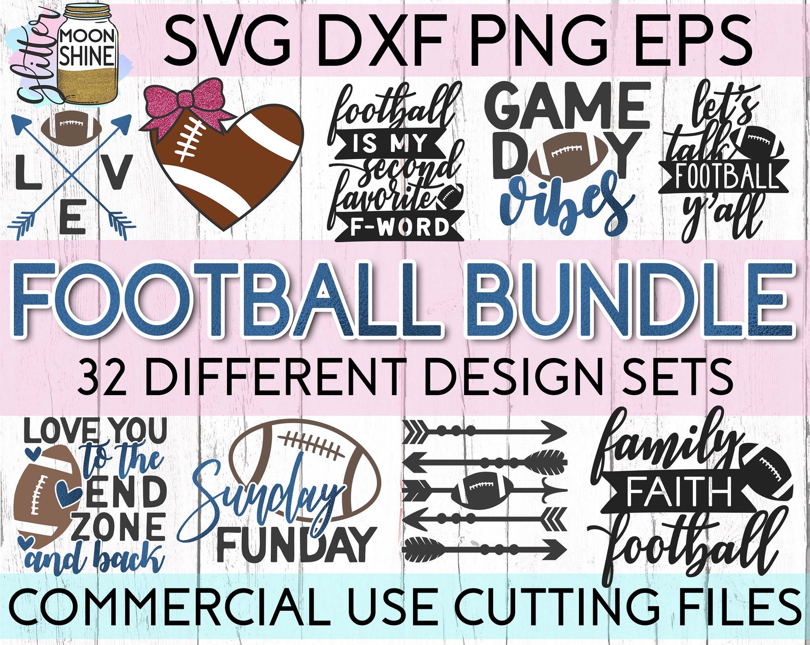 Funny Football Bundle of 32 Svg Eps Dxf Png Files for Cutting - Etsy