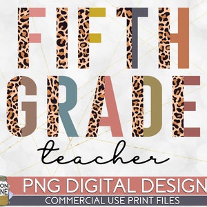 Fifth Grade Teacher Half Leopard PNG Print File for Sublimation or ...