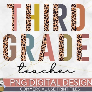 Third Grade Teacher Half Leopard PNG Print File for Sublimation or ...