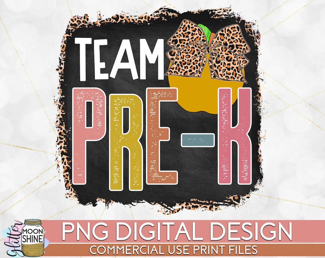 Team Pre-k Tie Dye Leopard PNG Print File for Sublimation or Print, DTG ...