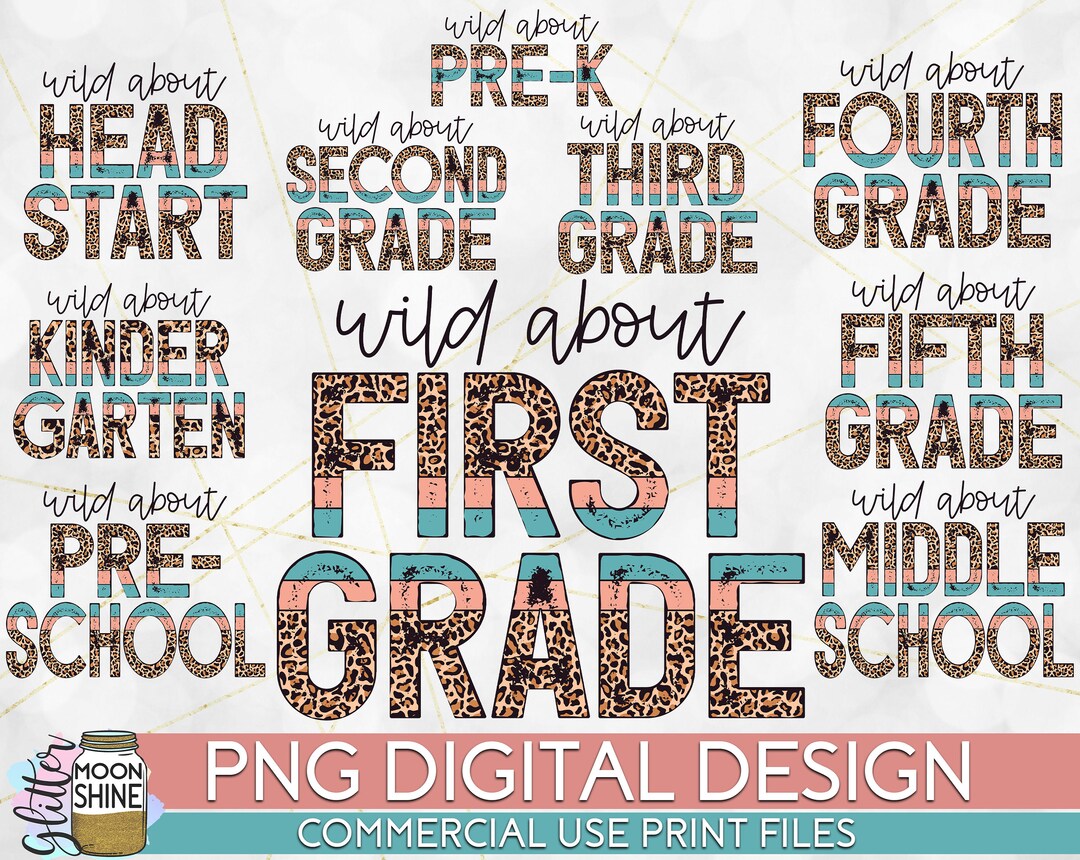 Wild About School Bundle of 10 PNG Print File for Sublimation or Print ...