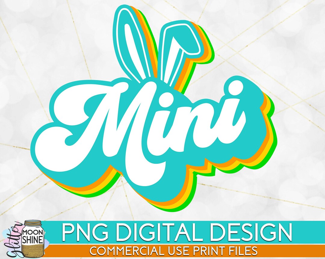 Mini Easter Retro Bunny Ears PNG Print File for Sublimation or Print ...