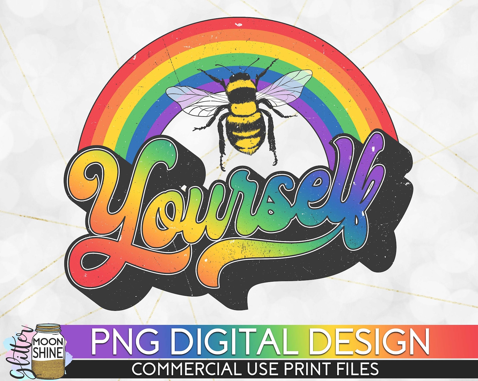 Bee Yourself Retro Rainbow PNG Print File for Sublimation or - Etsy