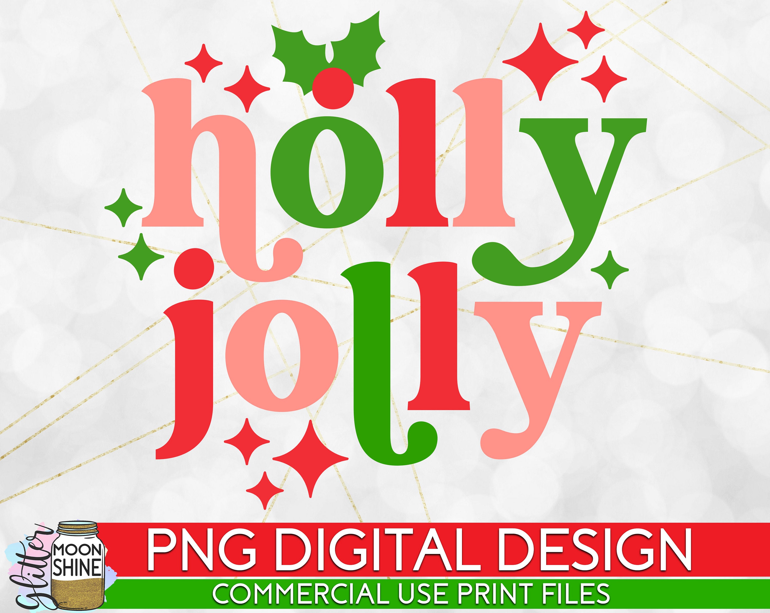 Holly Jolly Retro Sparkle PNG Print File for Sublimation or - Etsy