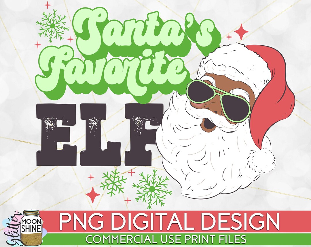Santa's Favorite Elf Retro Green 1 PNG Print File for - Etsy