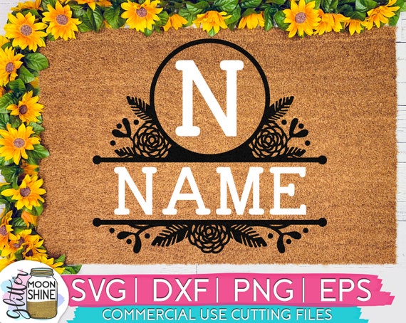 Floral Split Monogram Frame Svg Eps Dxf Png Files for Cutting | Etsy