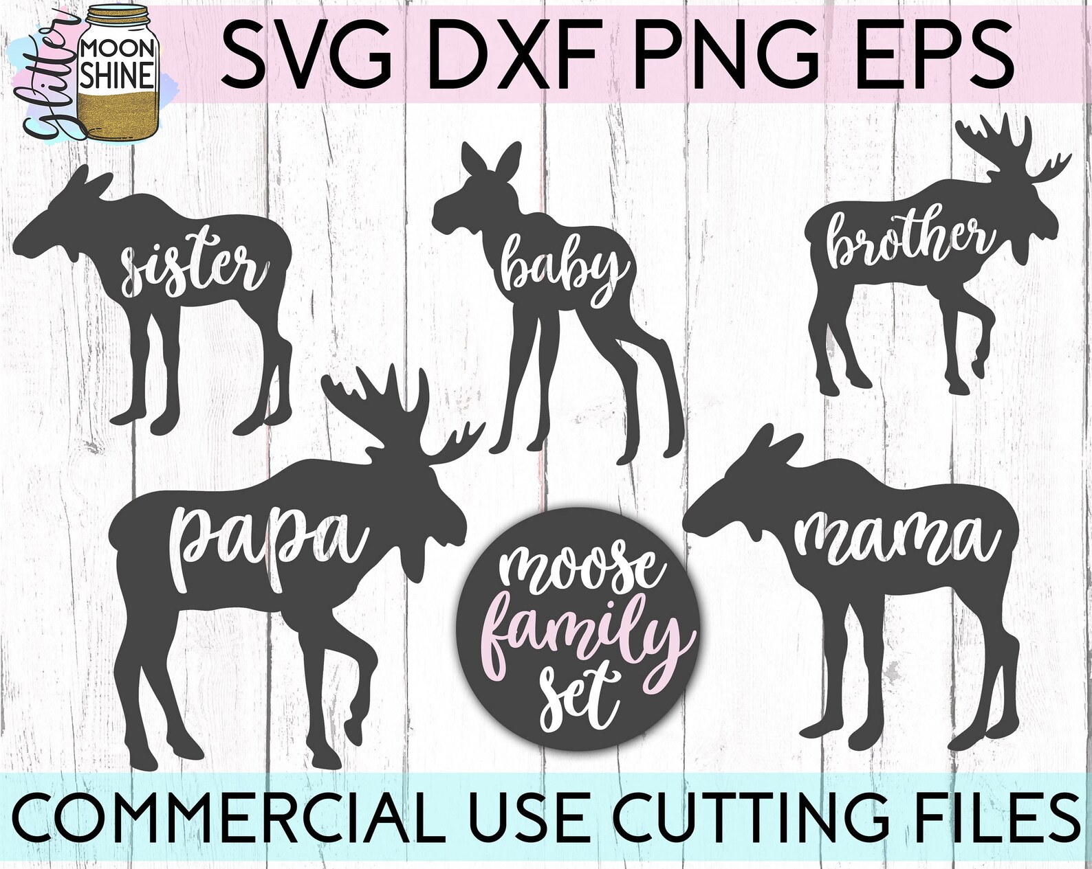 Moose Family Bundle Svg Dxf Eps Png Files for Cutting Machines | Etsy