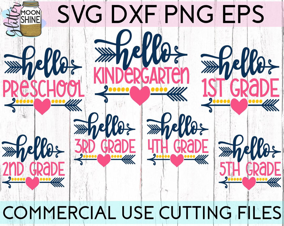 Hello School Grade Bundle Svg Eps Png Cutting Files for Silhouette ...