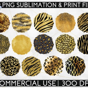 Glam Animal Print Sublimation Background Bundle of 42 PNG Print File ...