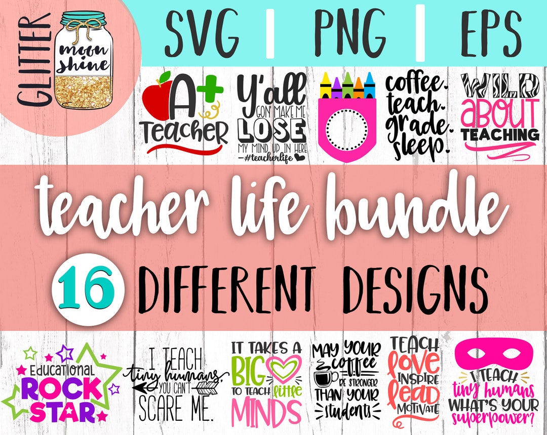 Teacher Life Bundle Svg Eps Dxf Png Files for Cutting Machines Cameo ...