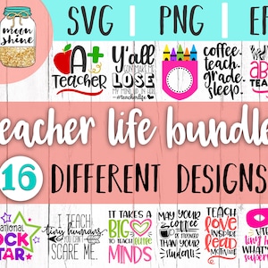 Teacher Life Bundle Svg Eps Dxf Png Files for Cutting Machines Cameo ...