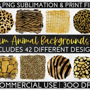 Glam Animal Print Sublimation Background Bundle of 42 #2 PNG Print File ...