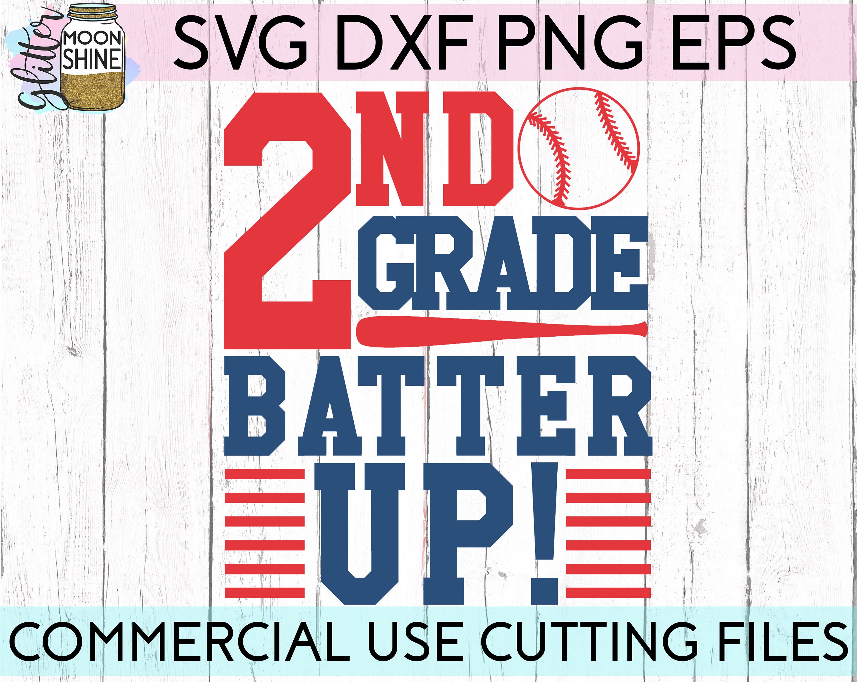 2nd Grade Batter up Svg Eps Png Dxf Cutting Files for - Etsy