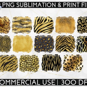 Glam Animal Print Sublimation Background Bundle of 42 PNG Print File ...