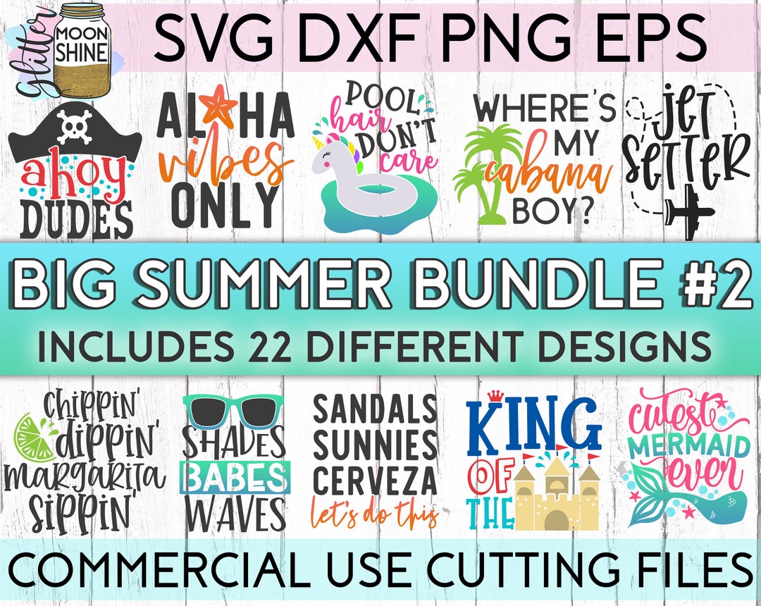 Big Summer Bundle of 22 #2 Svg Eps Dxf Png Files for Cutting Machines ...