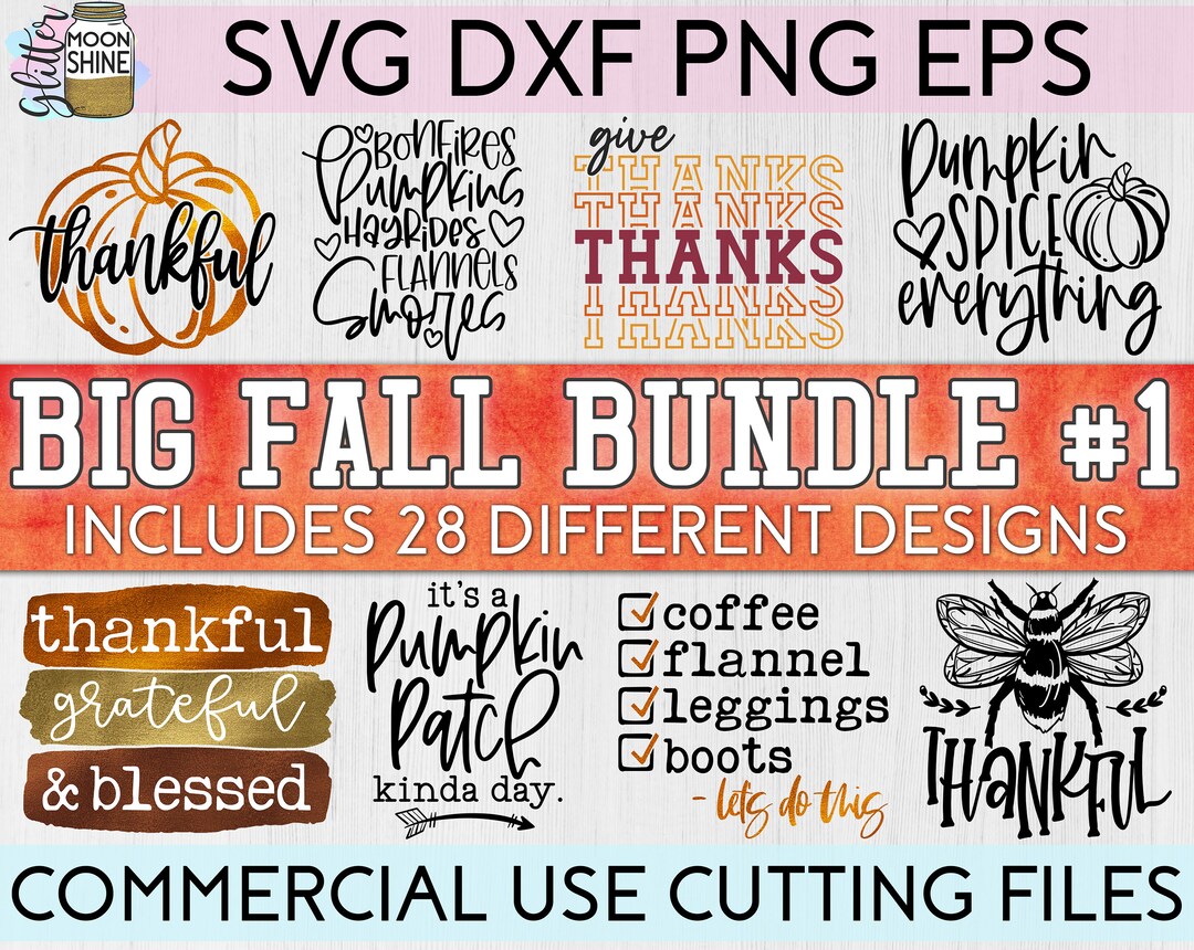 Big Fall Bundle of 28 #1 Svg Dxf Eps Png Files for Cutting Machines ...