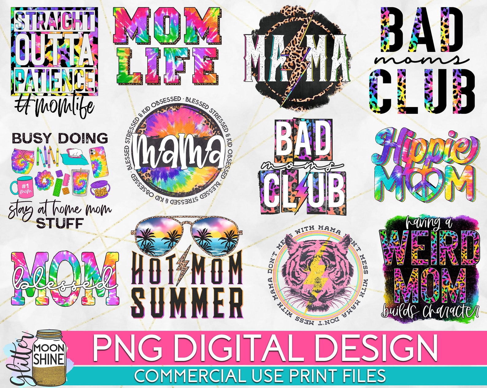 Colorful Mom Bundle 4 of 12 PNG Print File for Sublimation - Etsy
