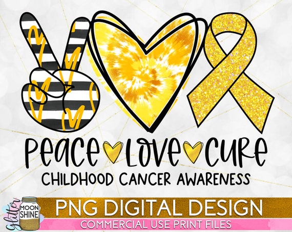 Peace Love Cure Childhood Cancer Tie Dye PNG Print File for | Etsy
