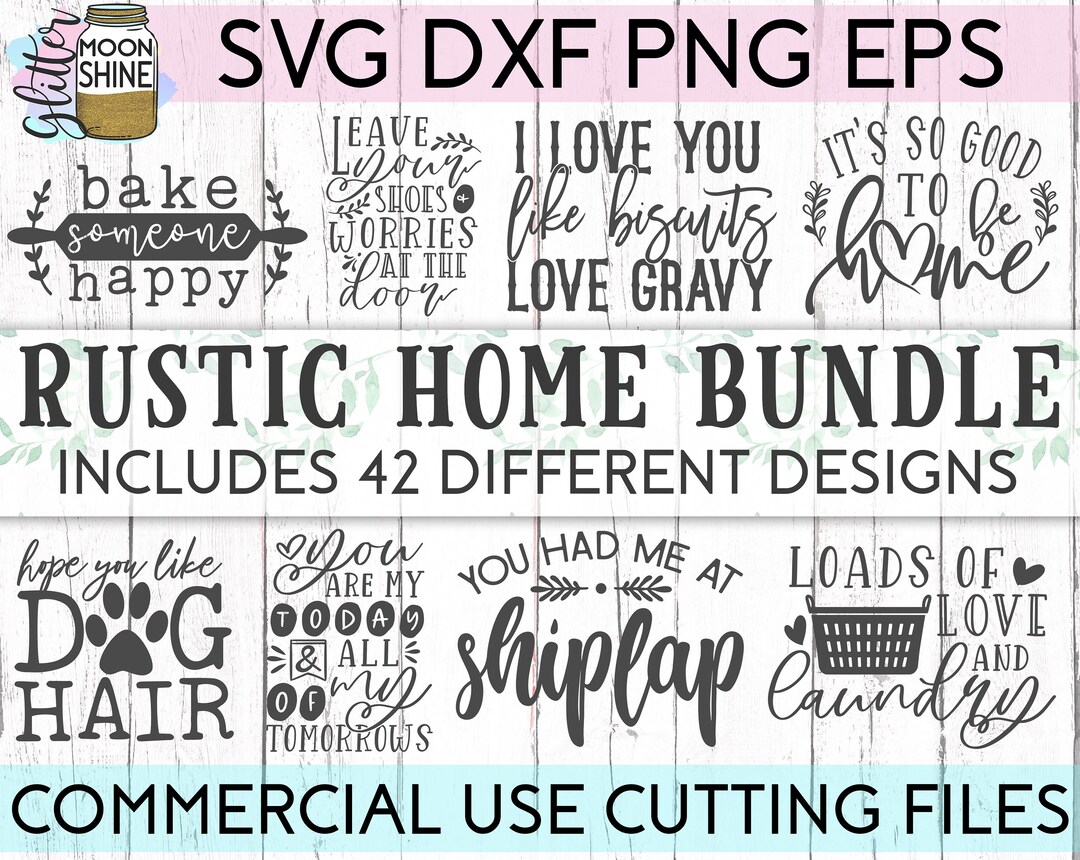 Rustic Home Bundle of 42 Svg Eps Dxf Png Files for Cutting Machines ...