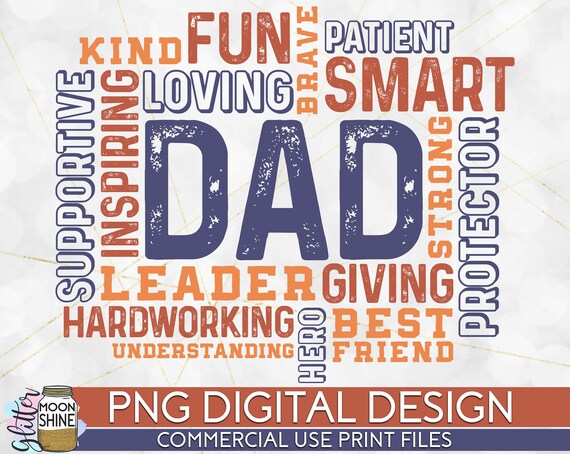 Dad Word Art PNG Print File for Sublimation or Print Daddy - Etsy