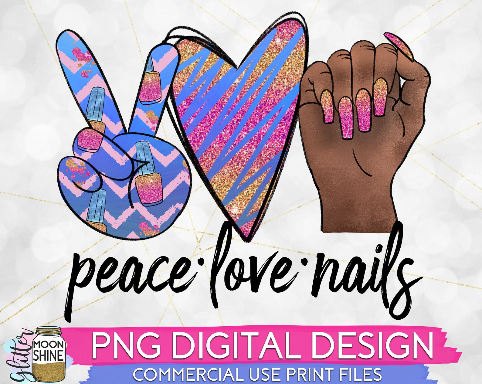 Peace Love Nails 1 PNG Print File for Sublimation or Print | Etsy