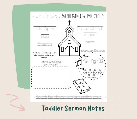 Toddler/pre K Lord's Day Sermon Notes. Pre Reader. Young - Etsy