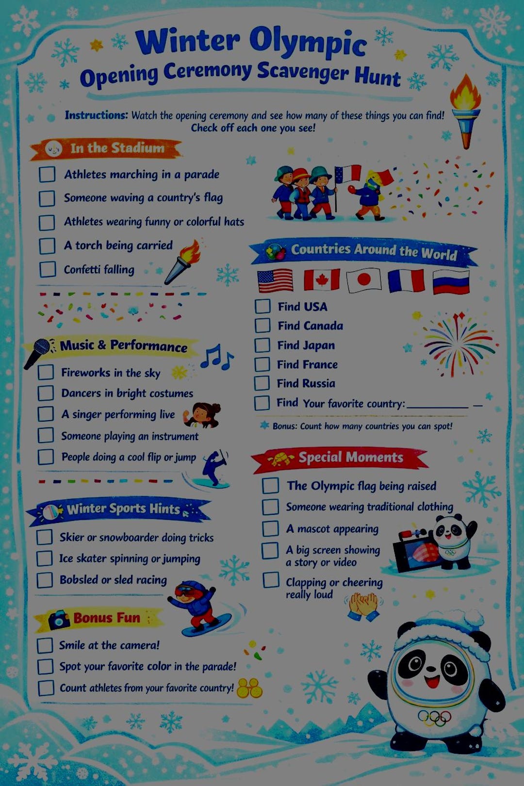2026 Winter Olympic Scavenger Hunt for Kids - Etsy