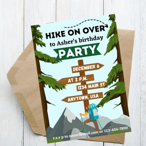 Hike on Over EDITABLE & PRINTABLE Invitations Instant Download - Etsy