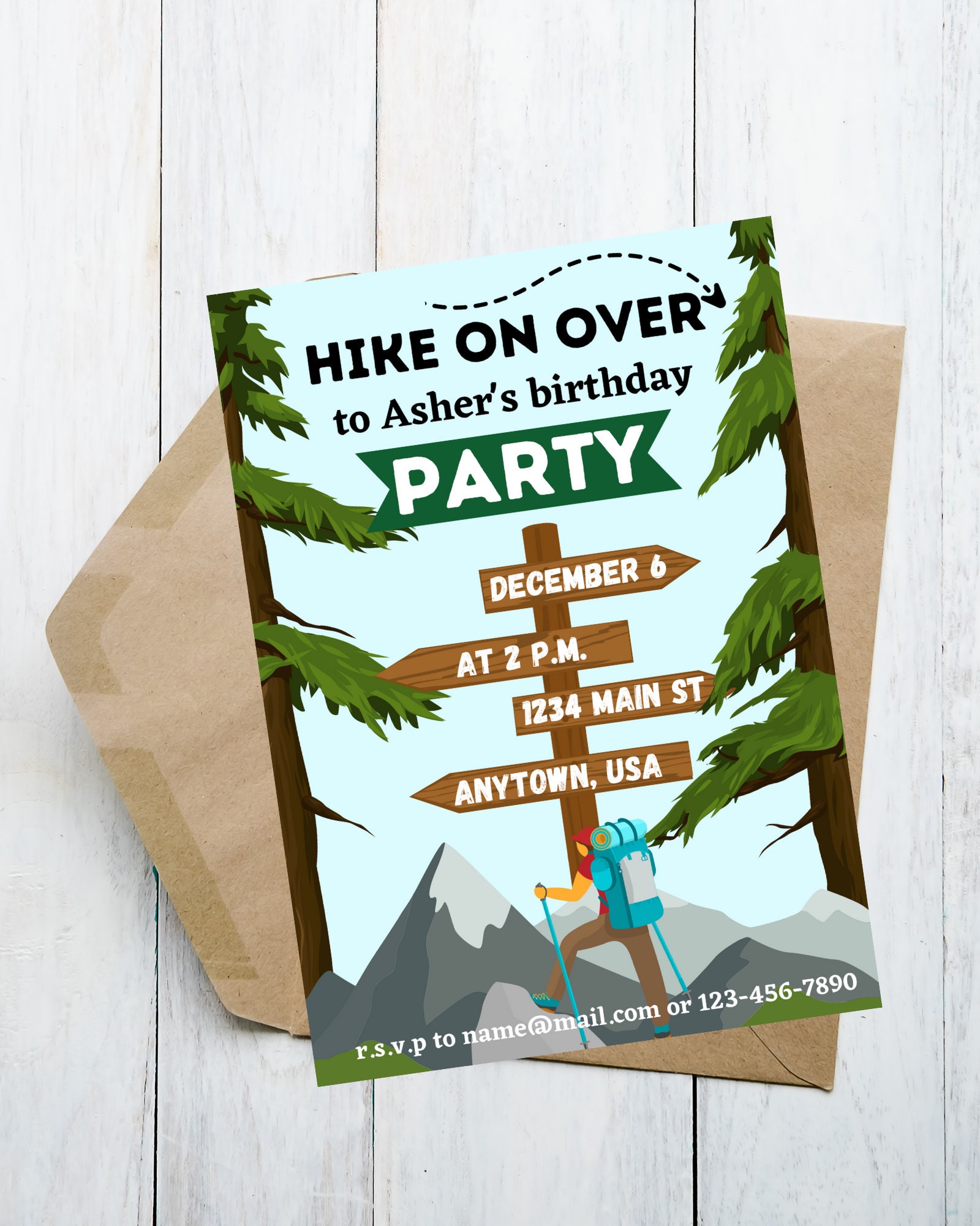 Hike on Over EDITABLE & PRINTABLE Invitations Instant Download - Etsy