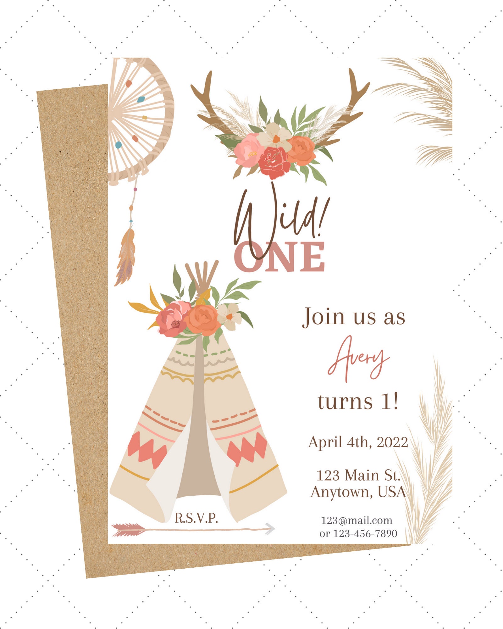 Wild One BOHO EDITABLE & PRINTABLE Invitations Instant Download - Etsy