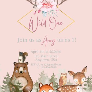 Wild One EDITABLE & PRINTABLE Invitations Instant Download | Etsy