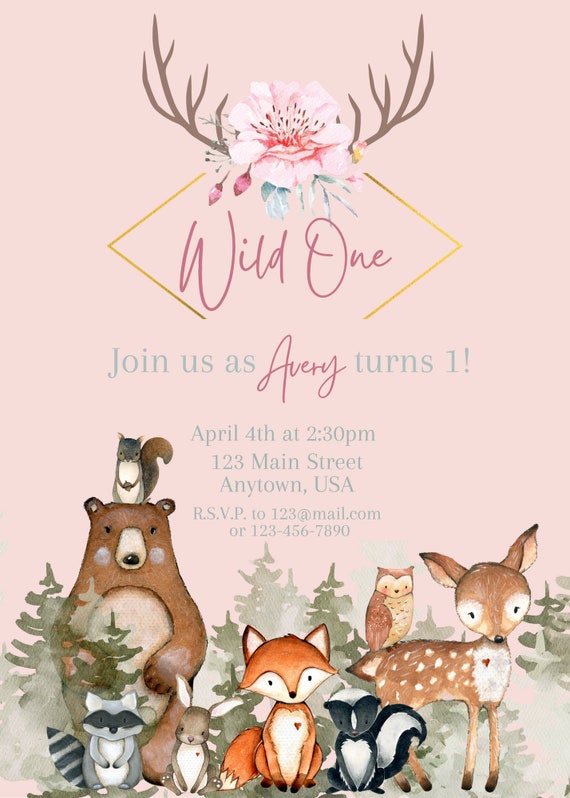 Wild One EDITABLE & PRINTABLE Invitations Instant Download | Etsy