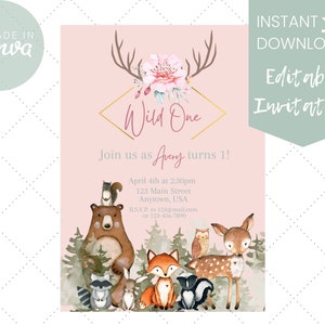 Wild One EDITABLE & PRINTABLE Invitations Instant Download - Etsy