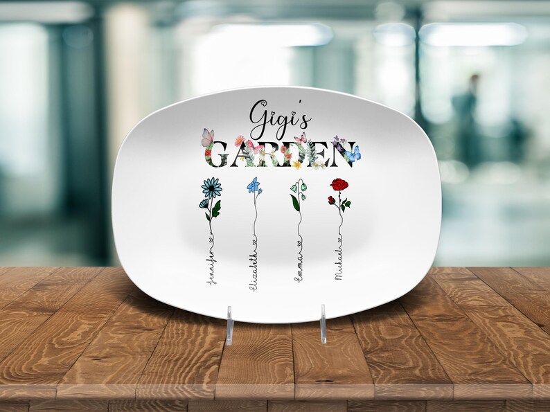 Personalized Birth Flower Plate: Custom Mom's Garden Plate With Names ...