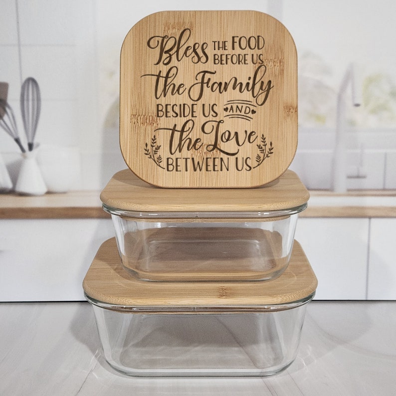 Personalized Glass Food Storage Containers: Bamboo Lids, Eco-friendly ...