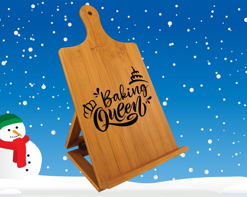 Chef Easel Cookbook Stand Wood Tablet Holder Baking Queen - Etsy