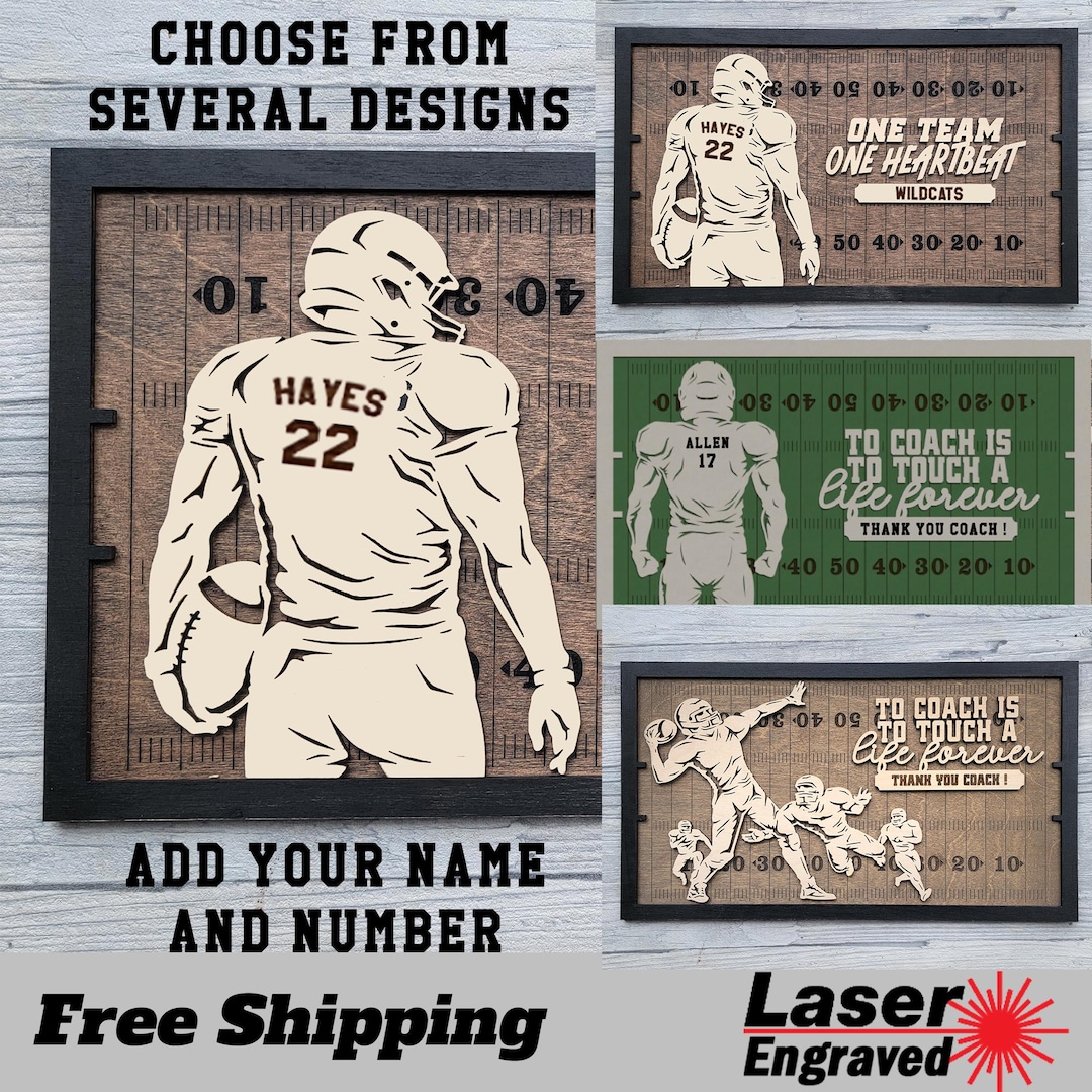Custom Laser Engraved 3D Effect Football Plaque, Football Sign With ...