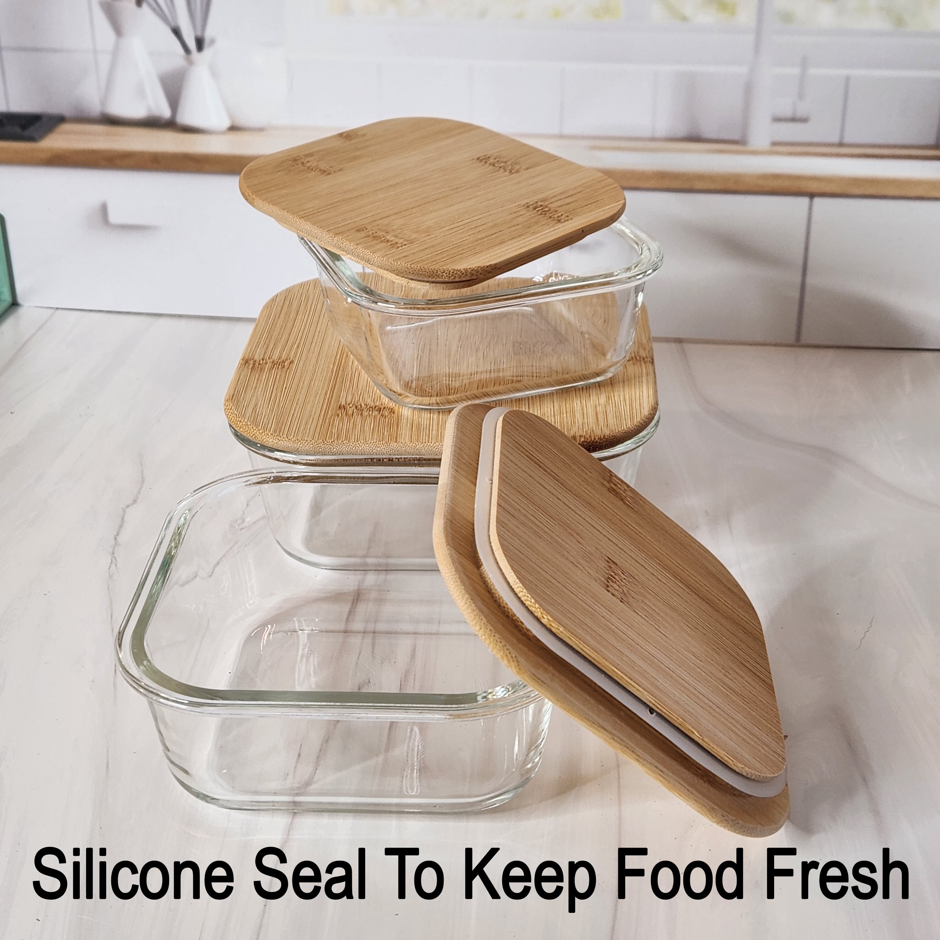 Personalized Glass Food Storage Containers: Bamboo Lids, Eco-friendly ...