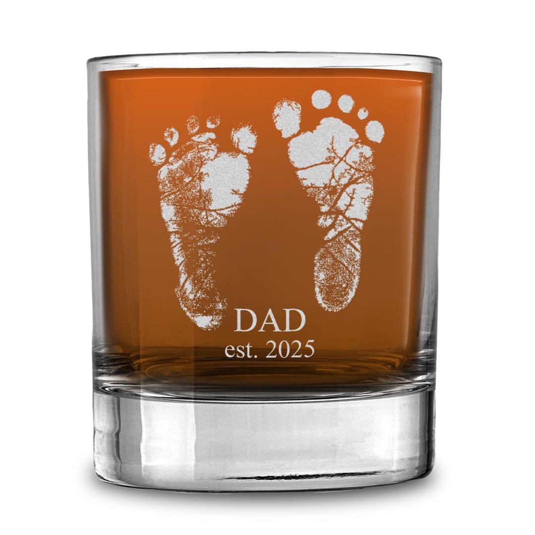 Engraved Baby Footprints Glass, Father's Day Gift, Footprint Whiskey ...
