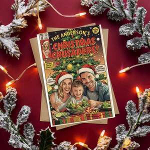 Custom Funny Comic Style Christmas Card | Personalized Holiday Photo ...