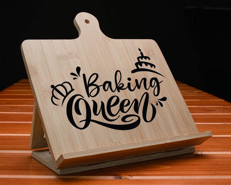 Chef Easel Cookbook Stand Wood Tablet Holder Baking Queen - Etsy