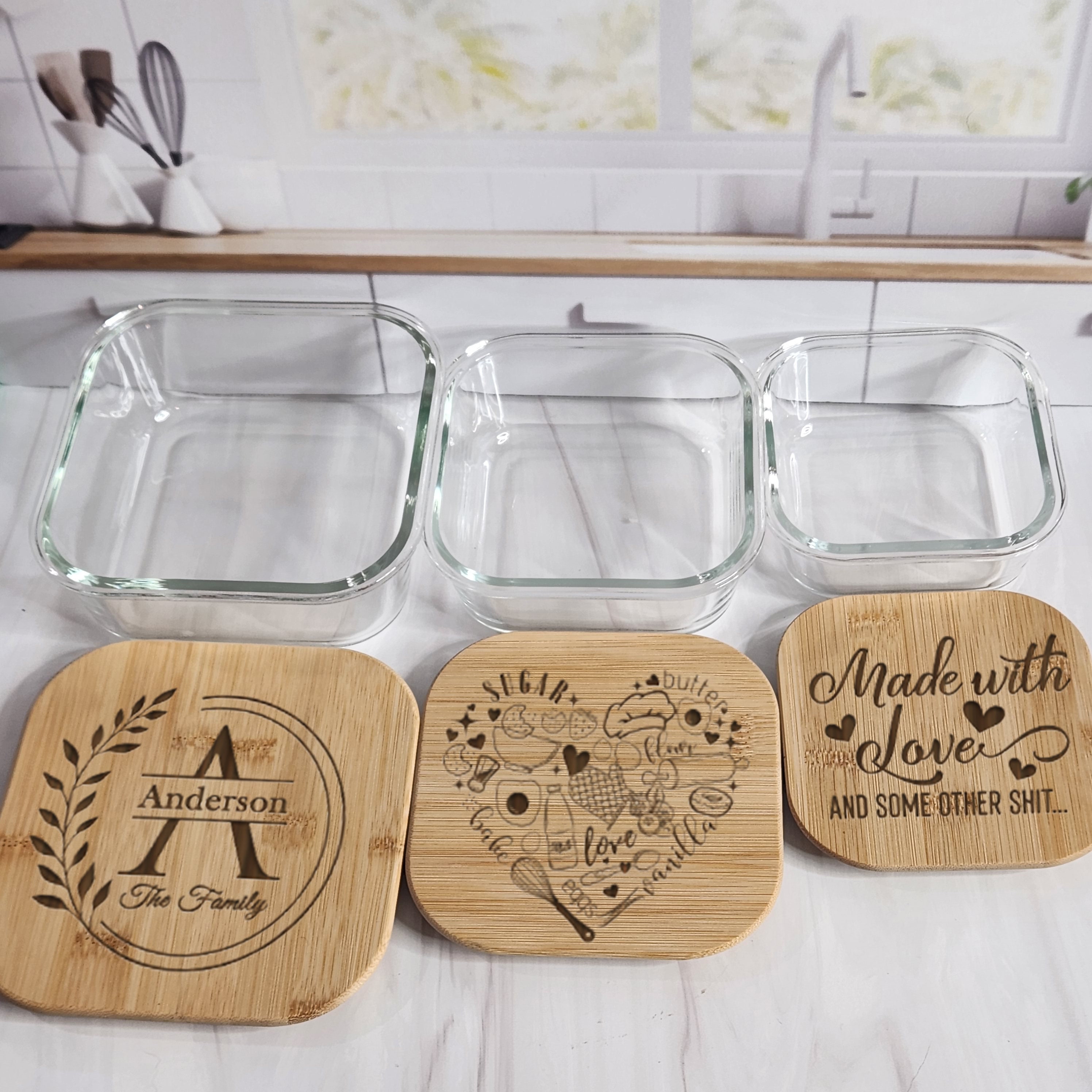 Personalized Glass Food Storage Containers: Bamboo Lids, Eco-friendly ...