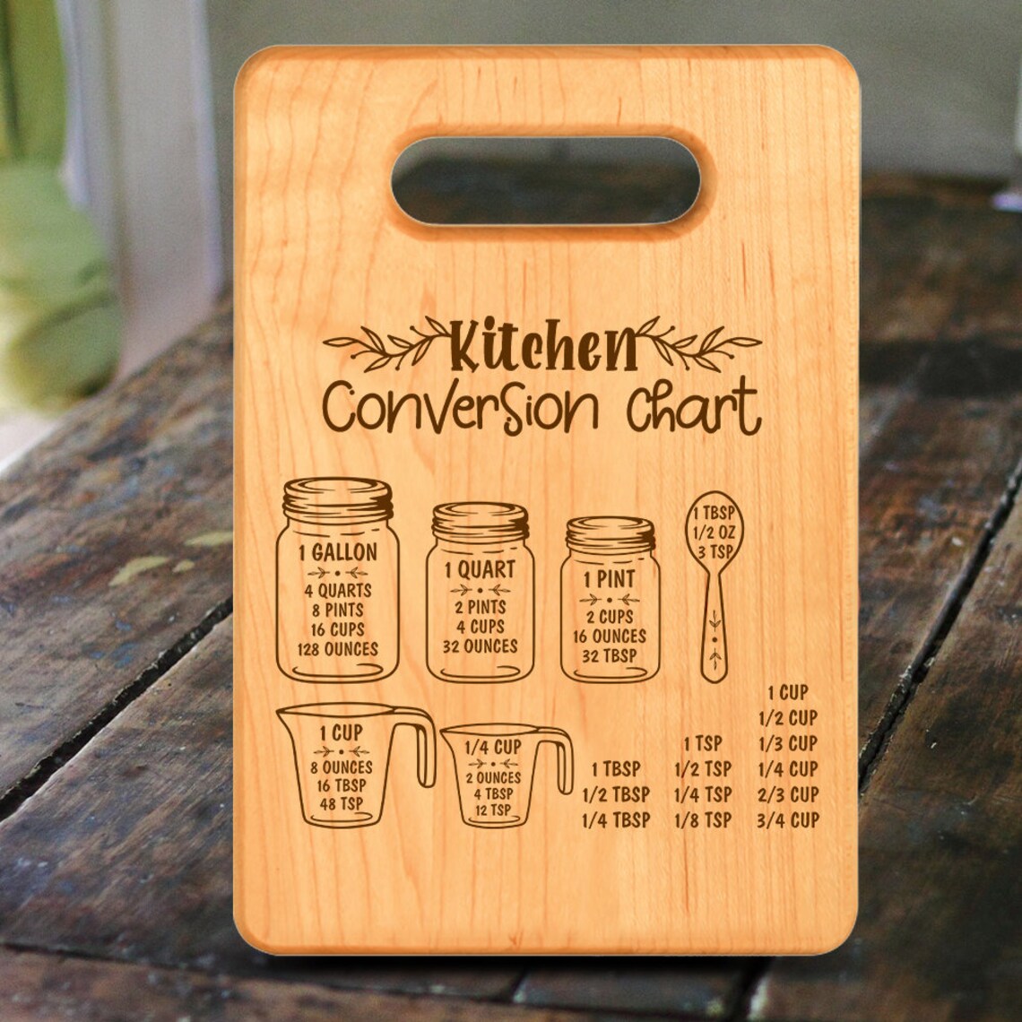 Personalized Conversion Chart, Cutting Board, Custom Personalized With ...