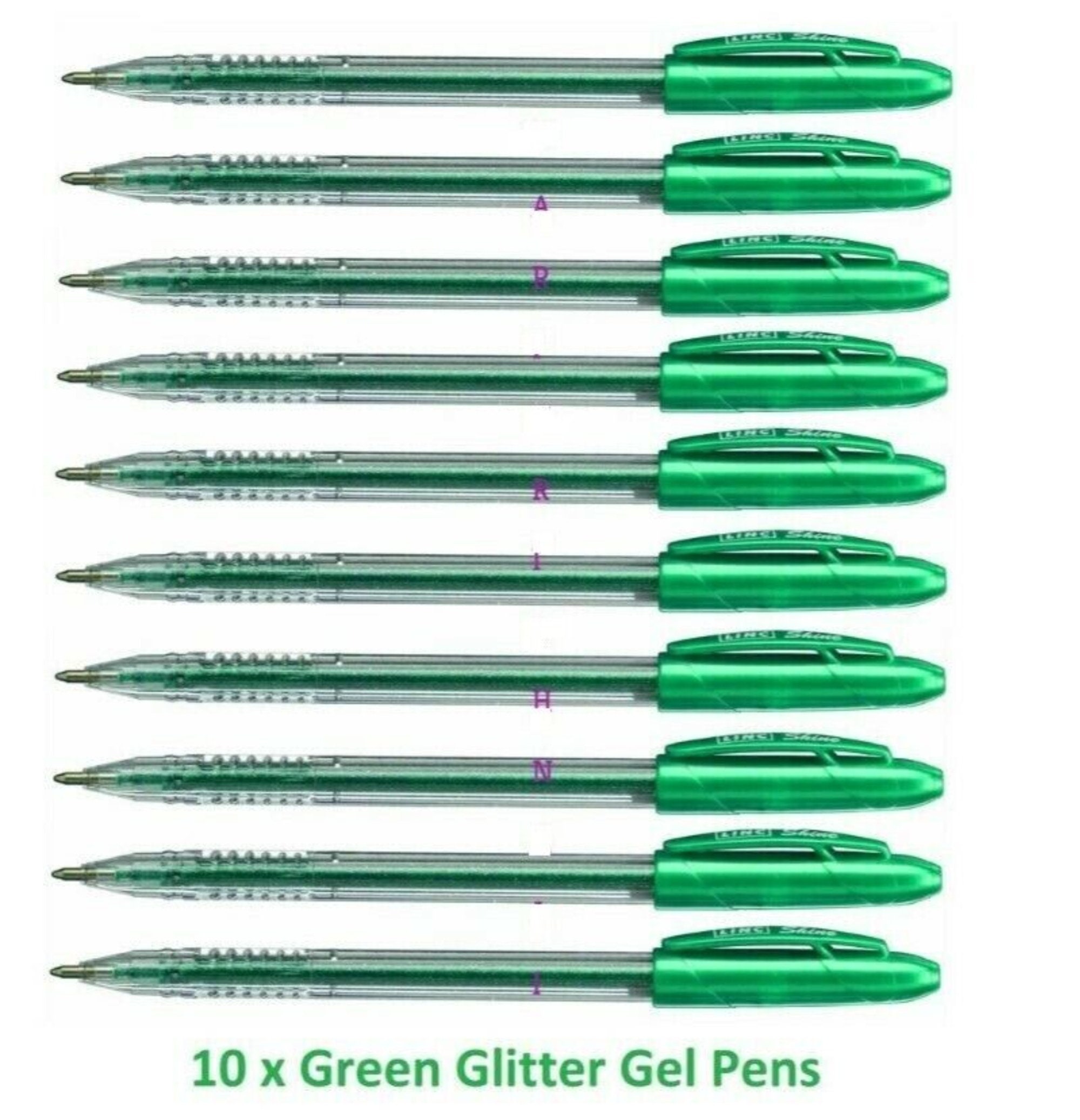 Glitter Gel Pens Sparkled Shine Neon Metallic Pearlised Rubber Grip Red ...