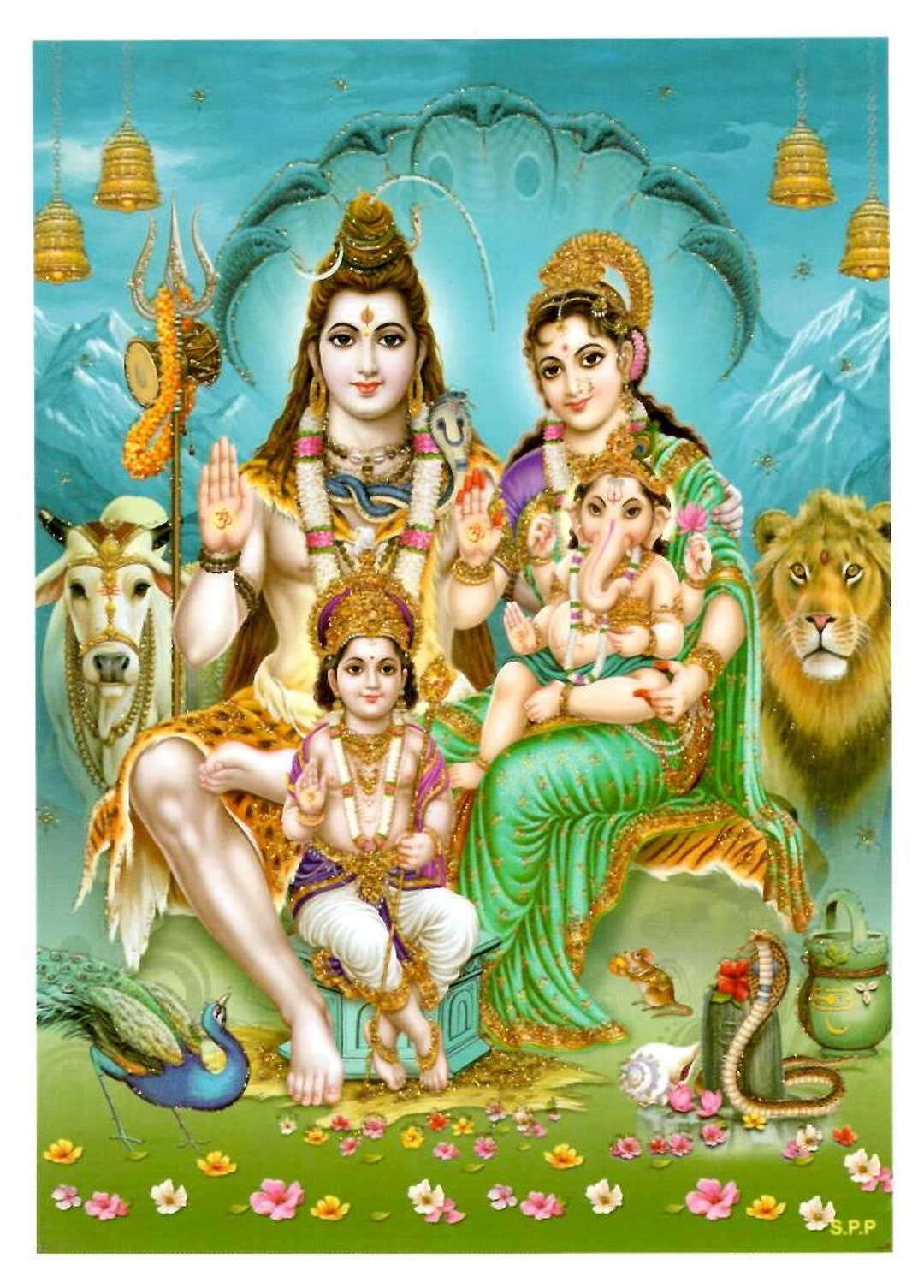 Lord Shiv Parvati Ganesh Kartikay Shiv Parivar Poster Home Office ...